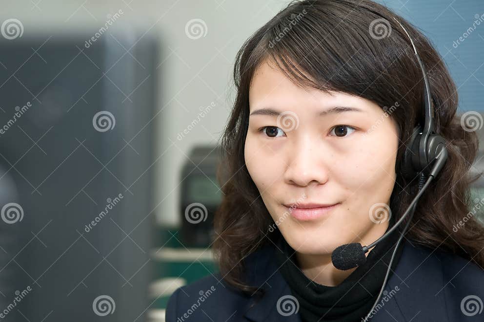 Telephonist stock image. Image of person, computer, headphone - 12161805