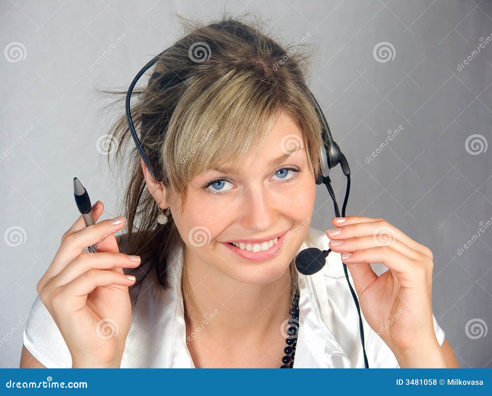 Telephonist stock photo. Image of blonde, feminine, admin - 3481058