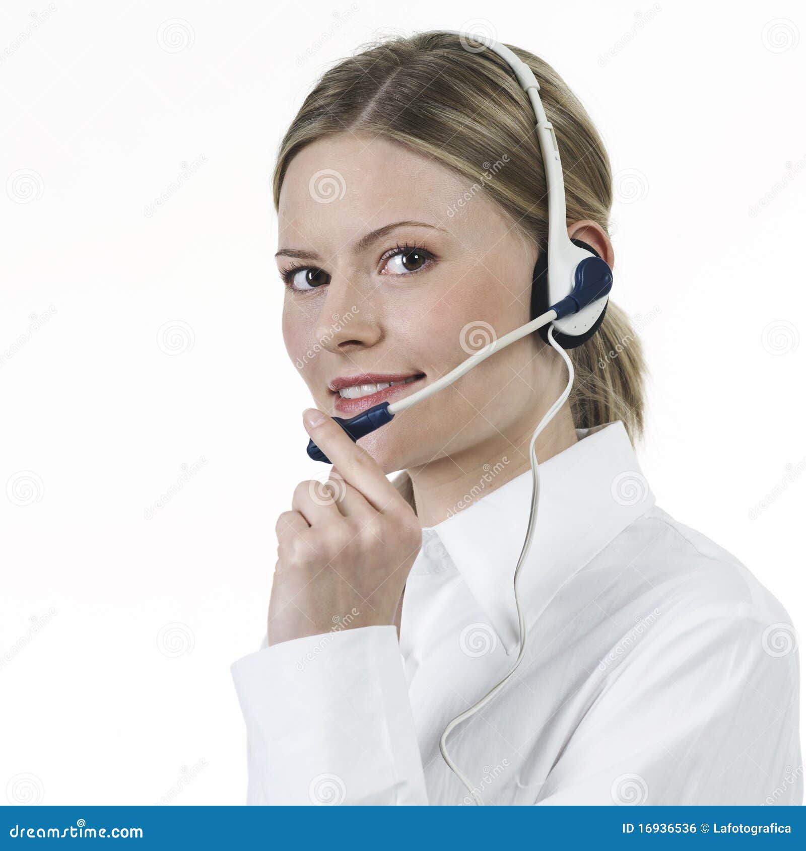 Telephonist white shirt stock photo. Image of long, service - 16936536