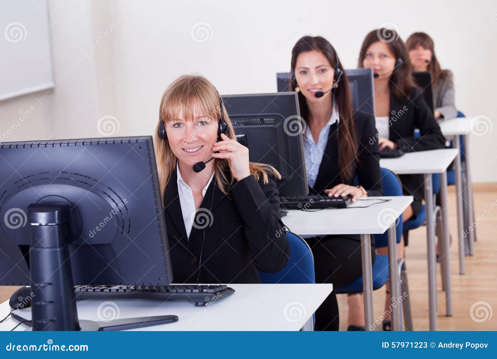 Telephonists in a Call Centre Stock Image - Image of business, female ...