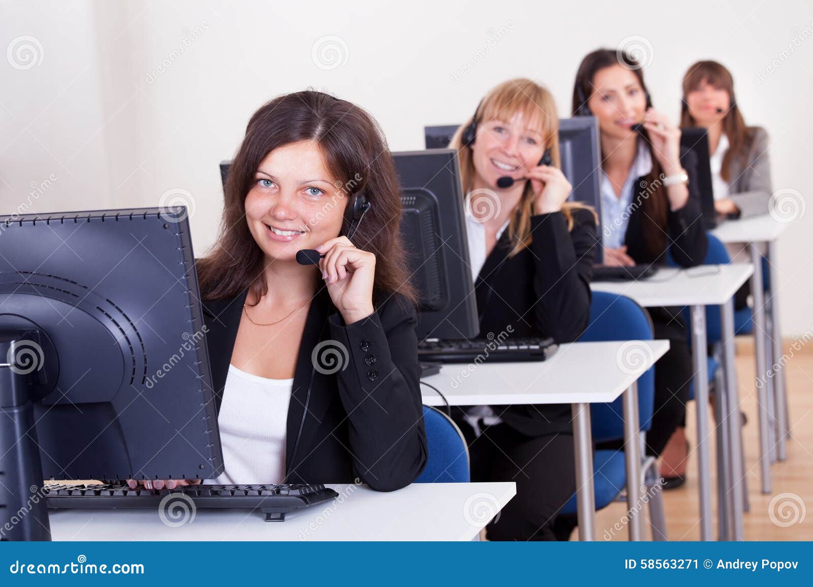 Telephonists in a Call Centre Stock Image - Image of computer ...