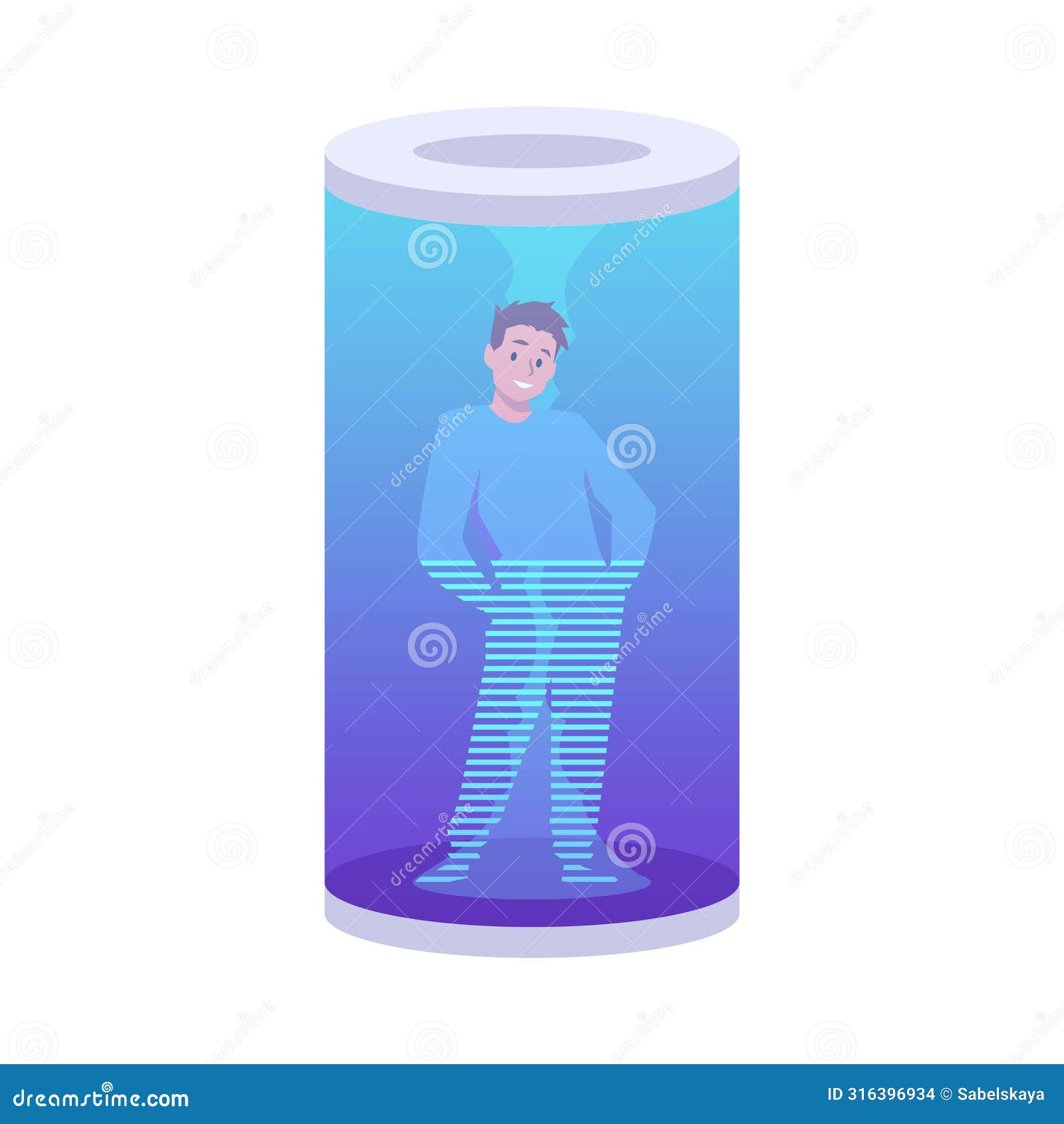 Teleporting Machine with a Disappearing Man on an Isolated Background ...