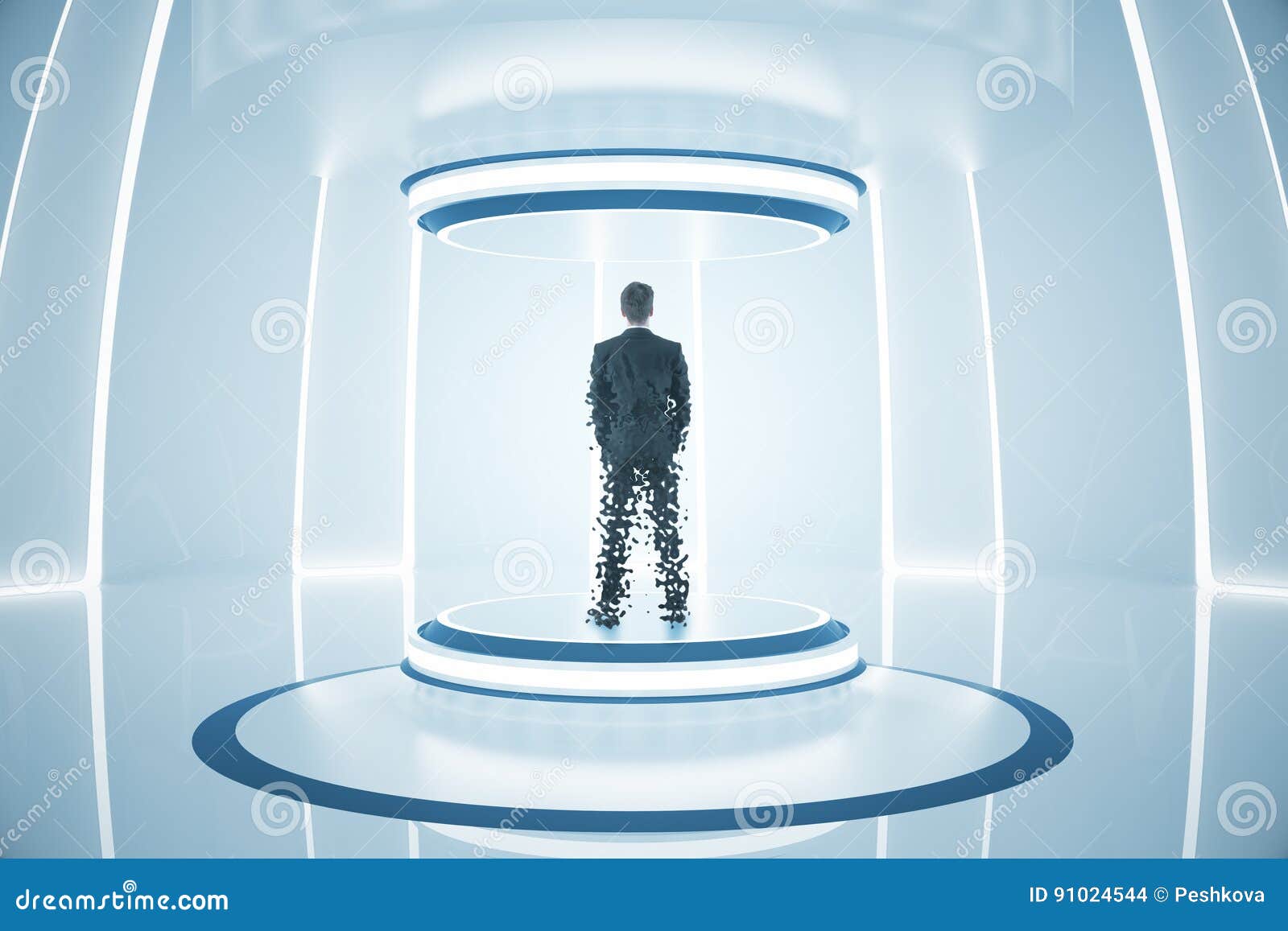 Teleporting businessman stock photo. Image of science - 91024544