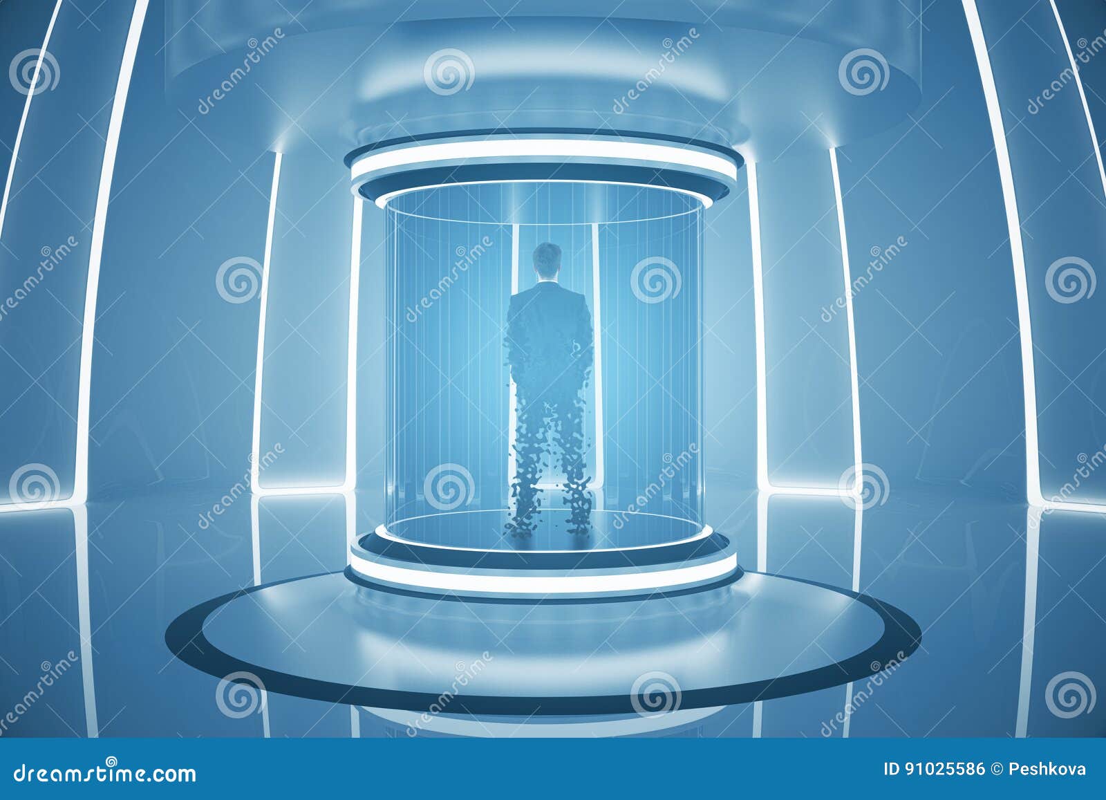 Teleporting businessperson stock illustration. Illustration of round ...
