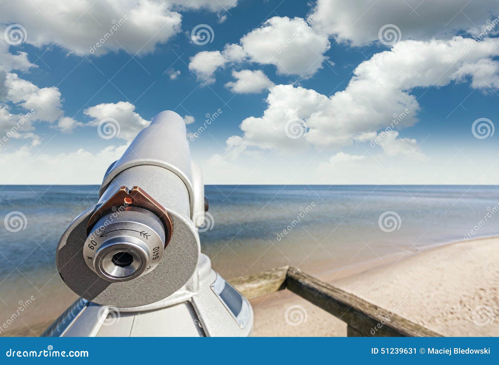 Telescope on a Beach Pointed at Beautiful Sky Stock Image - Image of ...