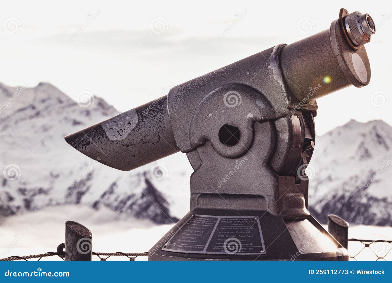 Telescope with Beautiful Snowy Mountains in the Background Stock Image ...