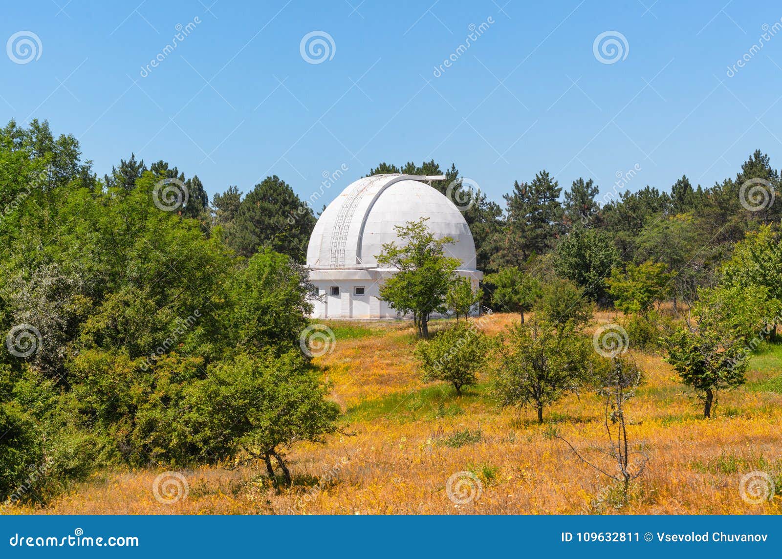 Telescope with a Closed Dome Surrounded by Trees Stock Image - Image of ...