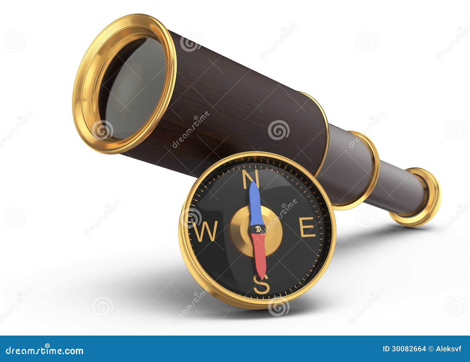 Telescope and compass stock illustration. Illustration of direction ...