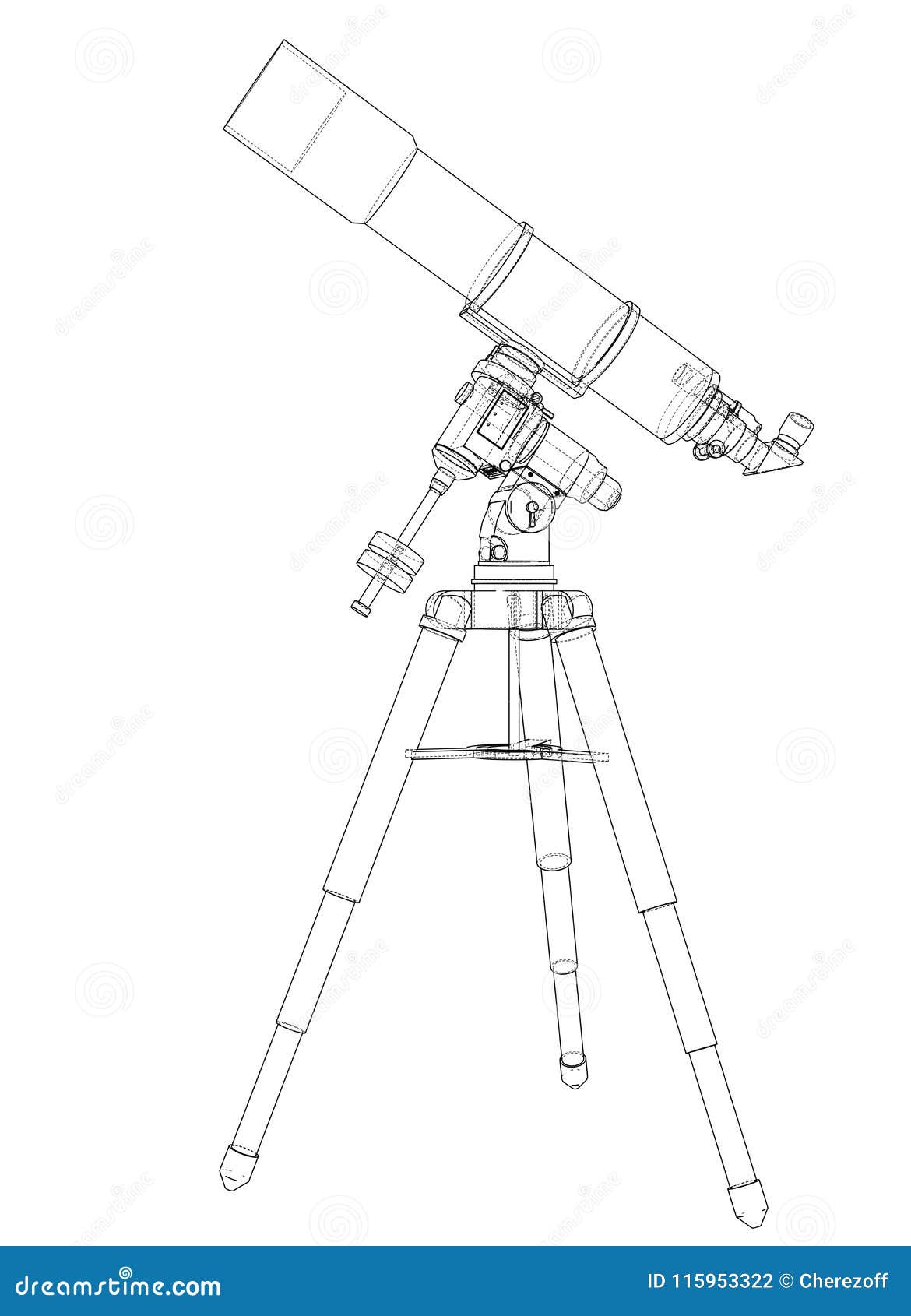 Telescope Concept Outline. Vector Stock Vector - Illustration of glass ...