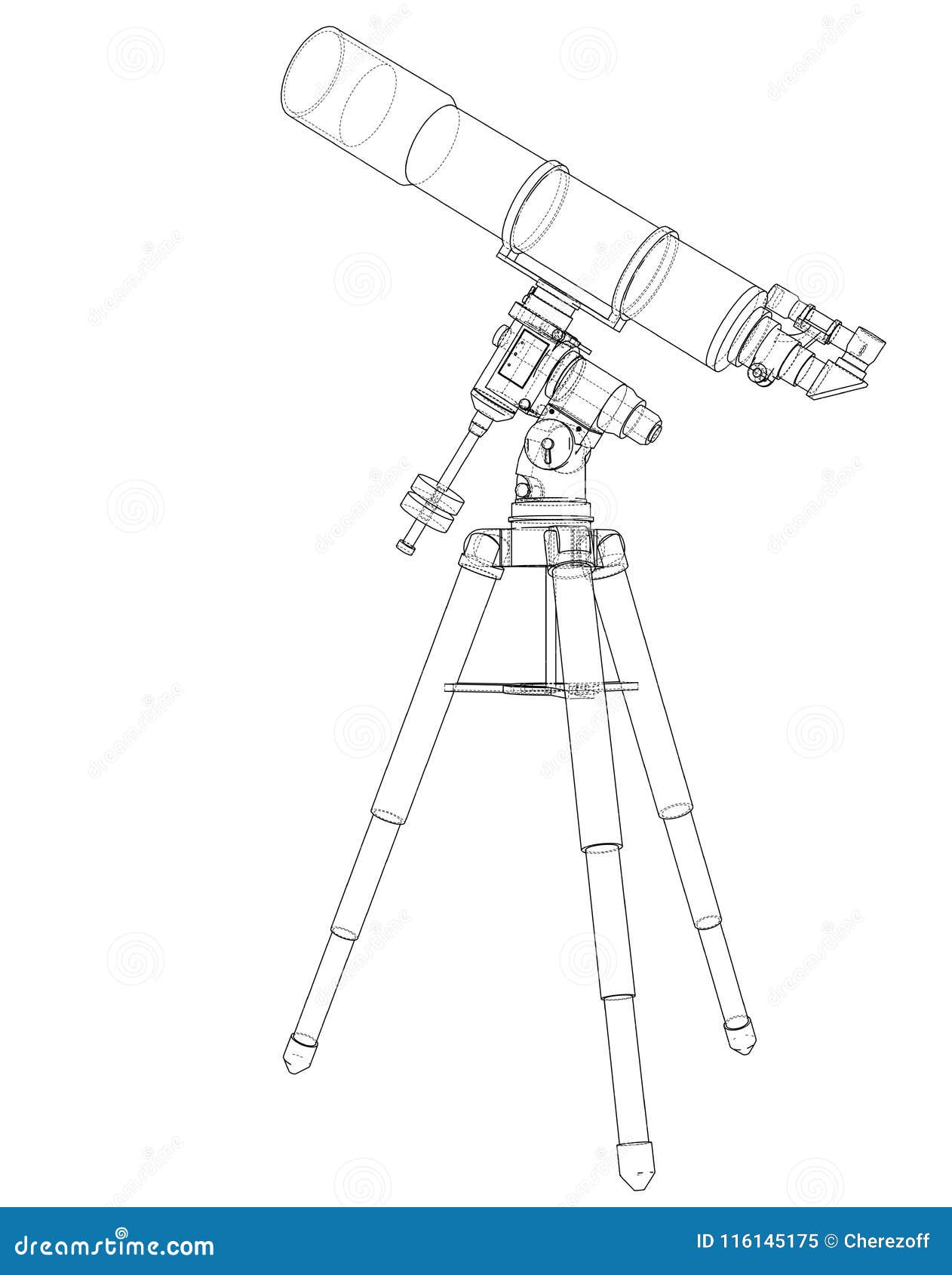 Telescope Concept Outline. Vector Stock Vector - Illustration of focus ...