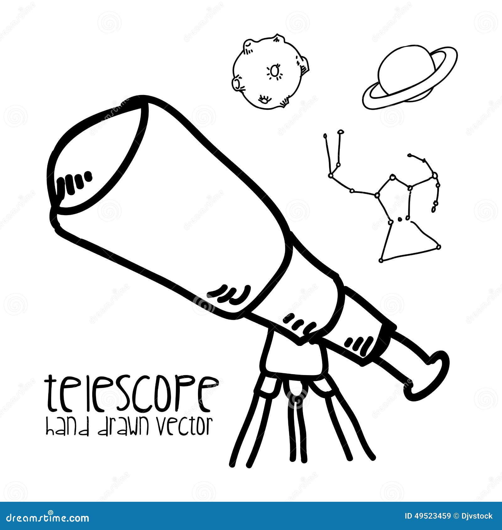 Telescope drawn stock vector. Illustration of drawing - 49523459