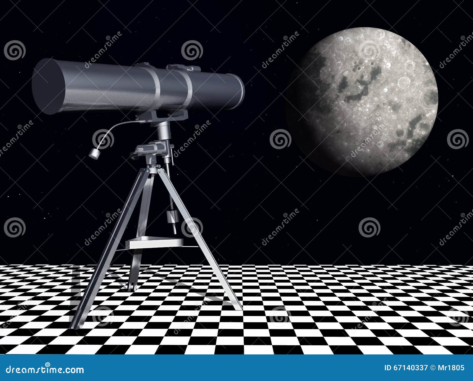 Telescope in Front of the Moon Stock Illustration - Illustration of ...