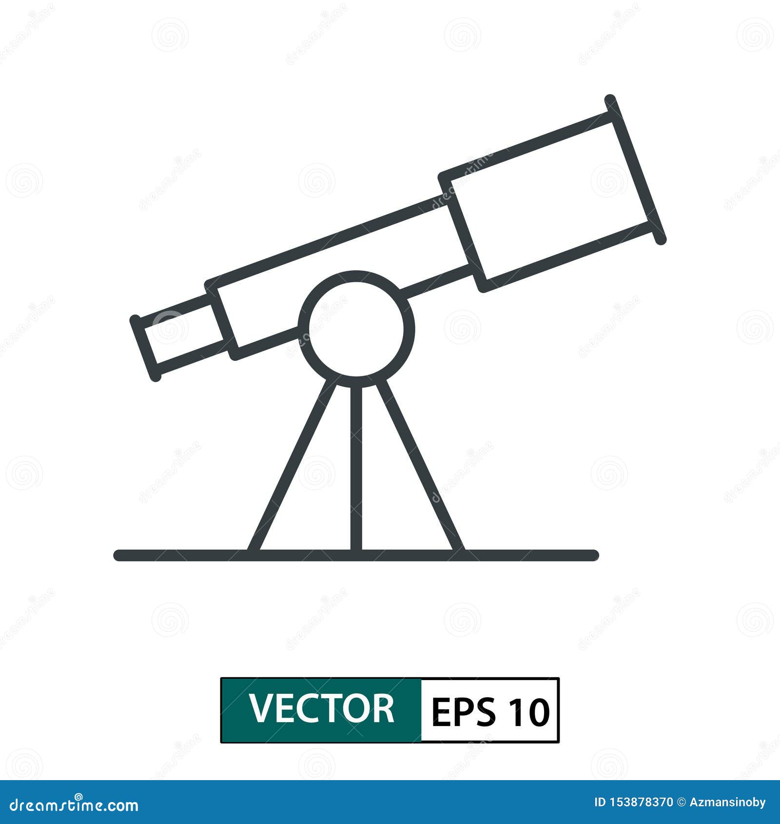 Telescope Icon Vector. Line Style. Isolated on White. Vector ...