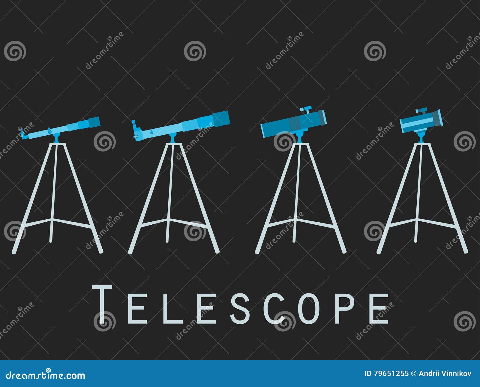 Telescope Icons in Flat Style. Vector Stock Vector - Illustration of ...