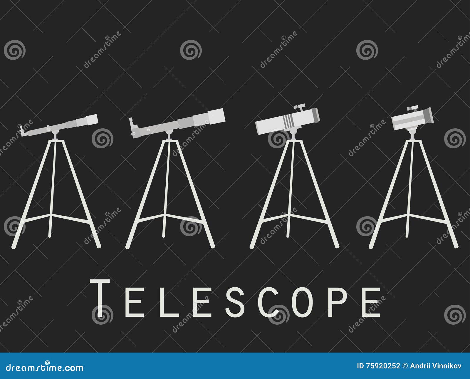 Telescope Icons in Flat Style. Vector Illustration. Stock Vector - Illustration of science ...