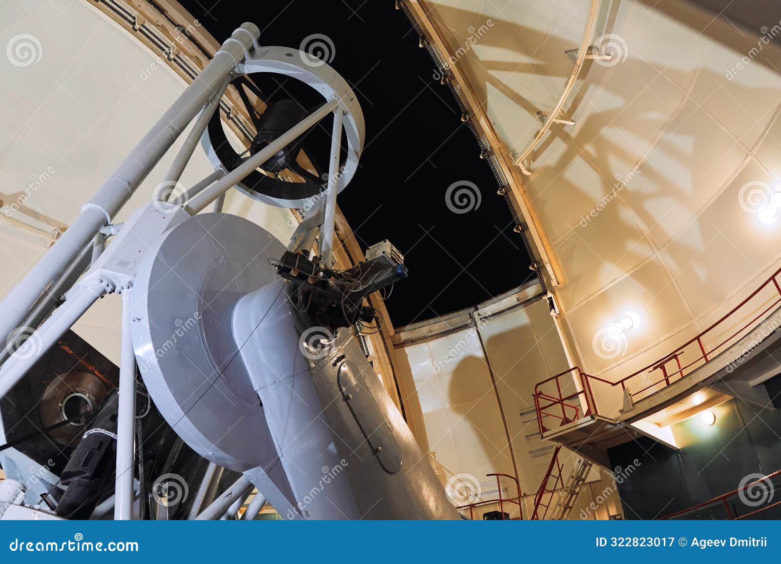 Telescope in Observatory with Ladders on Both Sides for Easy Access To ...