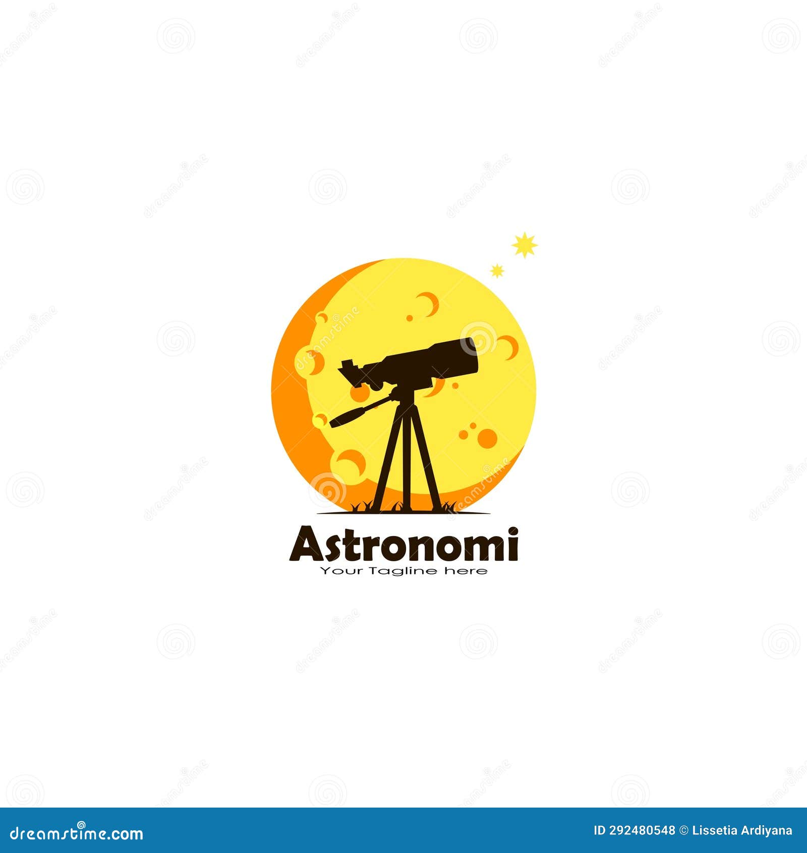 Telescope and Moon Logo, Astronomy Logo Vector Graphics Stock Vector ...
