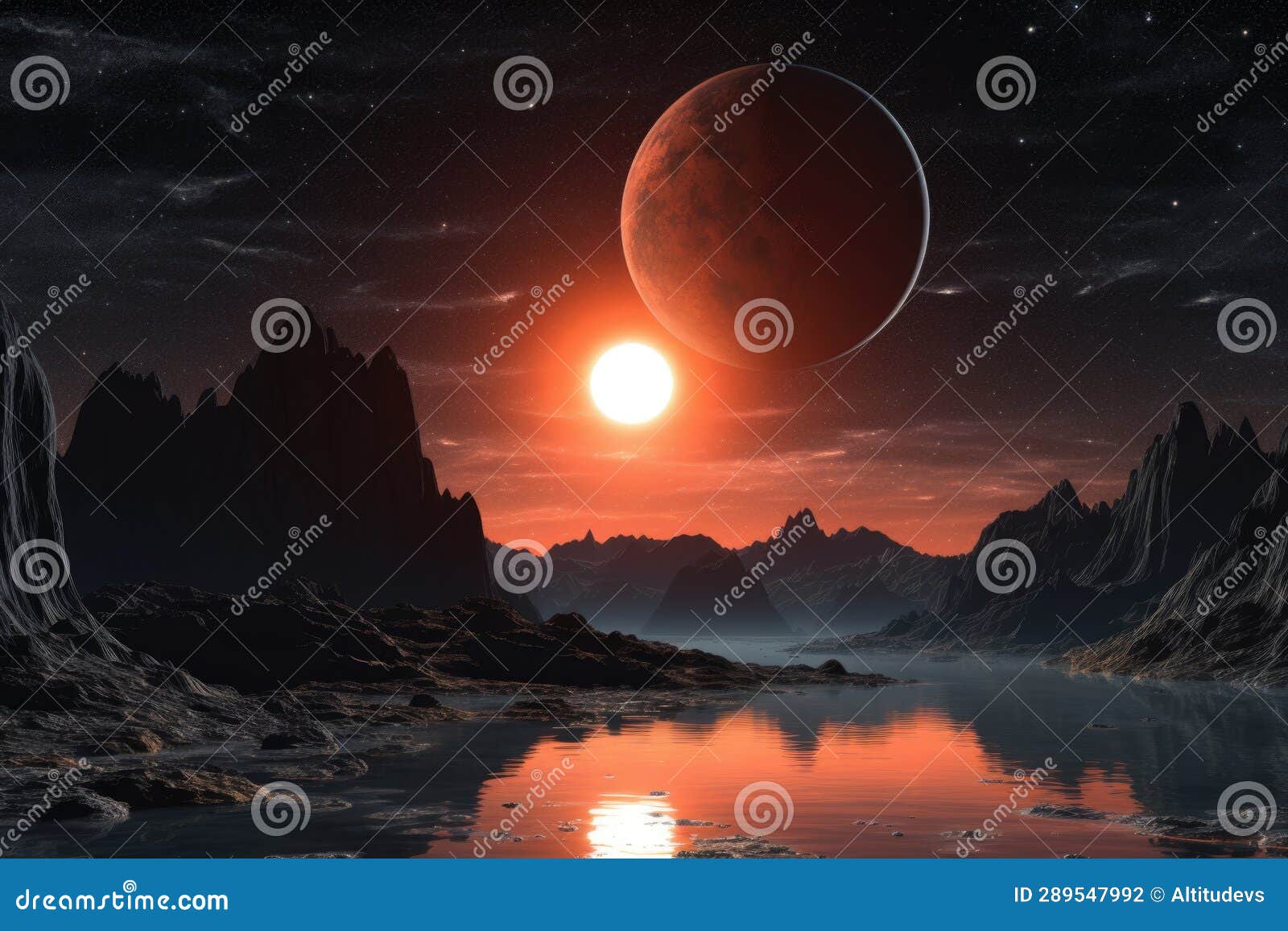 Telescope Perspective of Binary Star System with Exoplanet Stock Photo ...