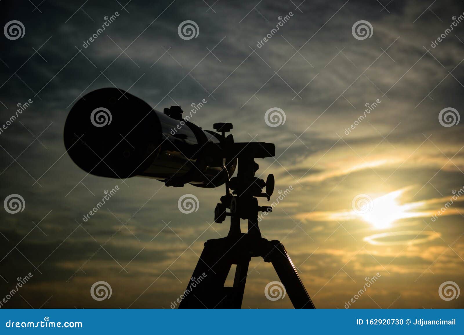 Telescope Pointing To the Night Sky. Astronomy Observation Tool and ...