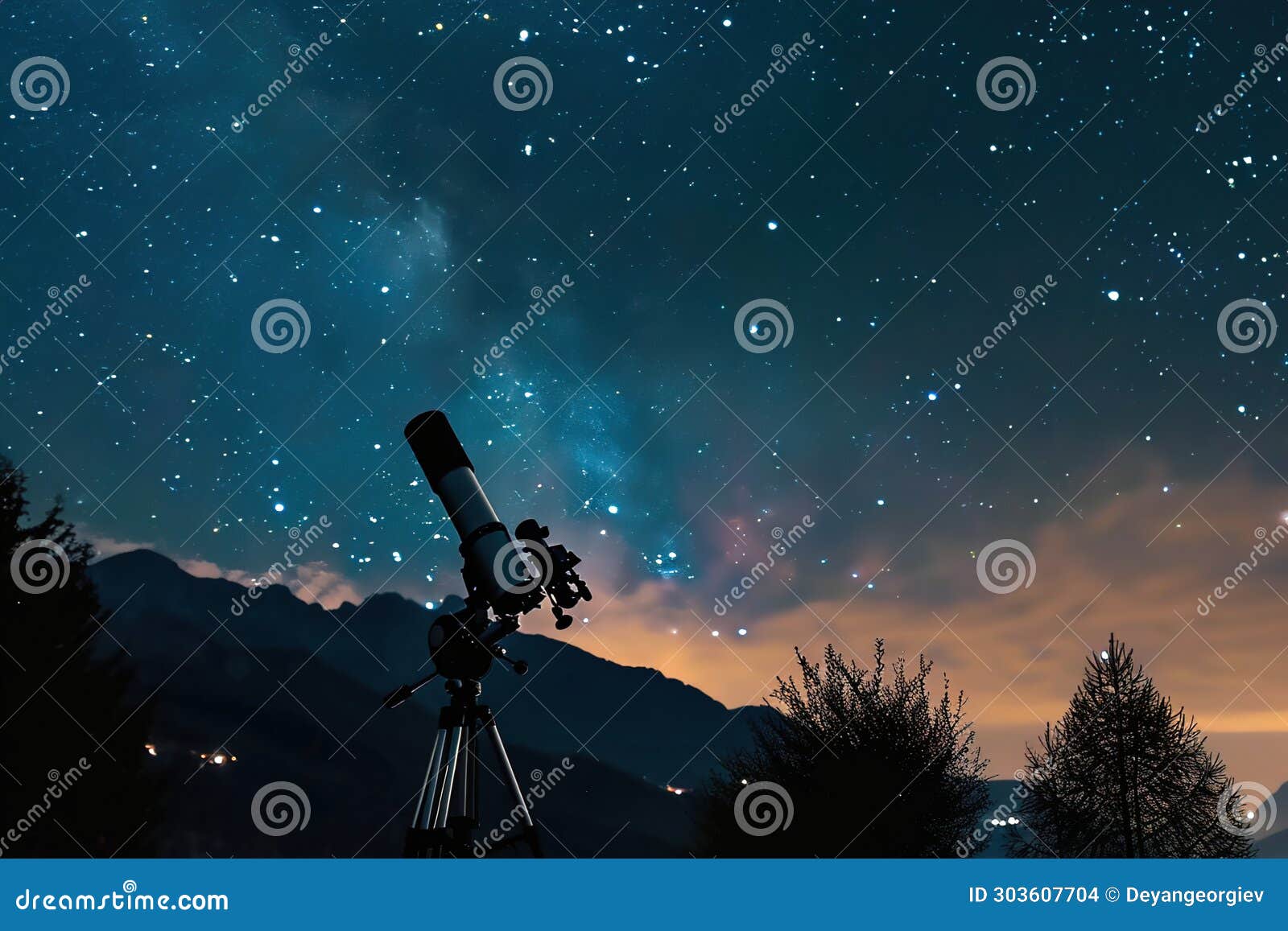 A Telescope Setup with an Astrophotography Camera Stock Illustration ...