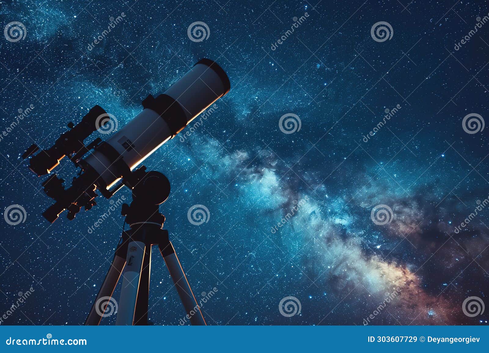 A Telescope Setup with an Astrophotography Camera Stock Illustration ...