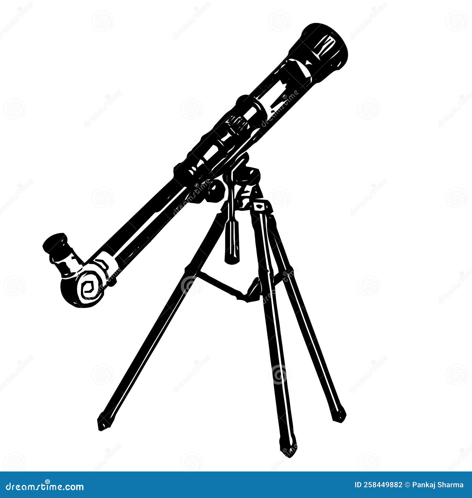 Telescope Vector Outline Illustration, Optical Device To Explore, Stock ...
