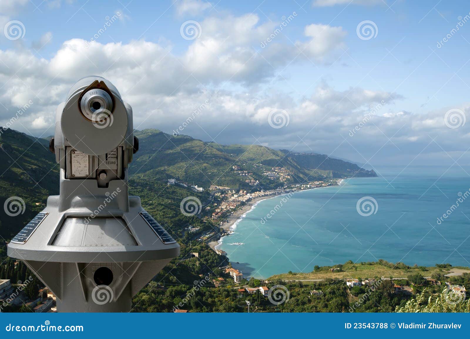 Telescope Viewer and Panoramic Landscape Stock Photo - Image of trees ...