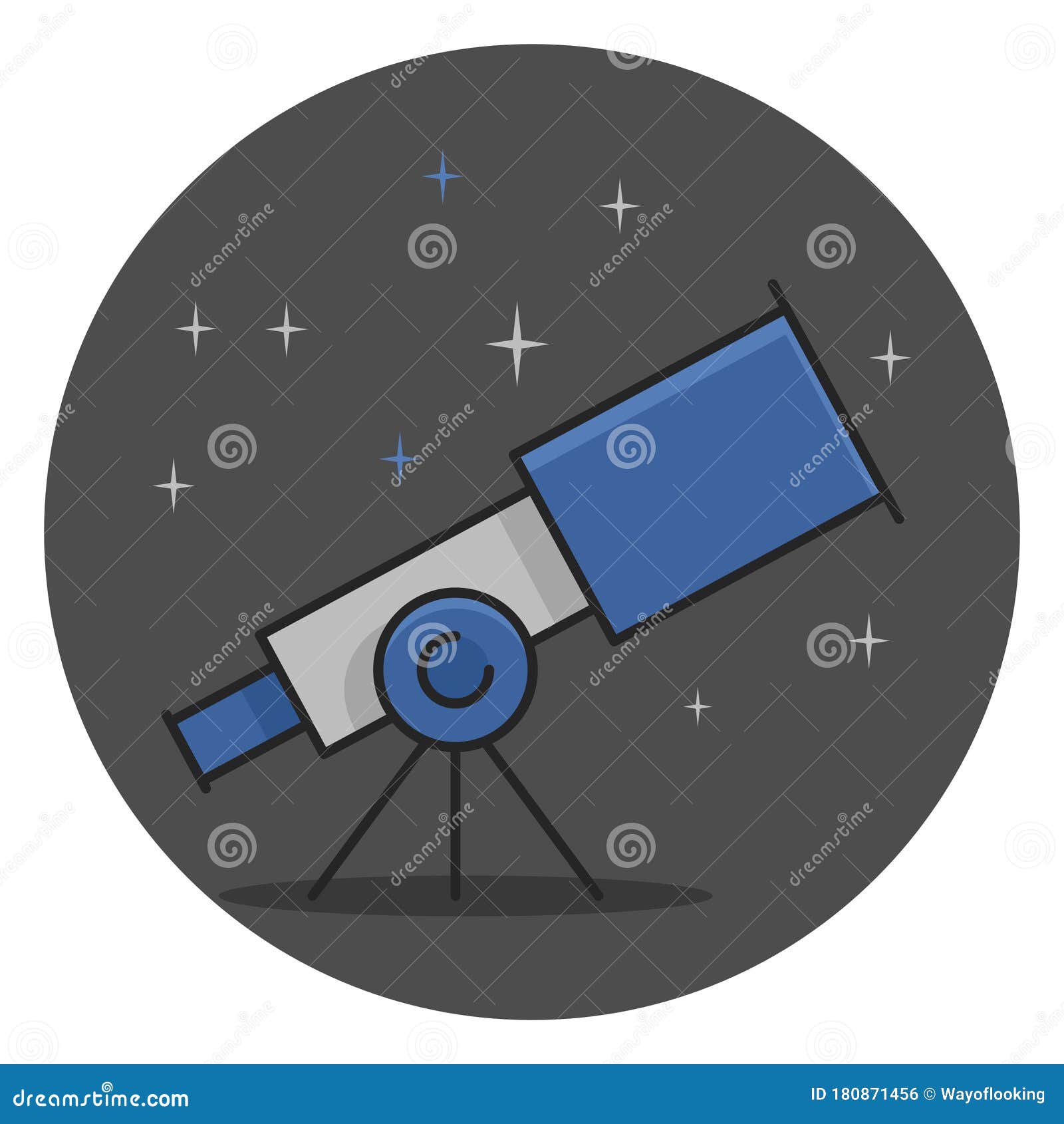 Telescope and Night Sky Icon. Flat Style. Isolated Stock Vector ...