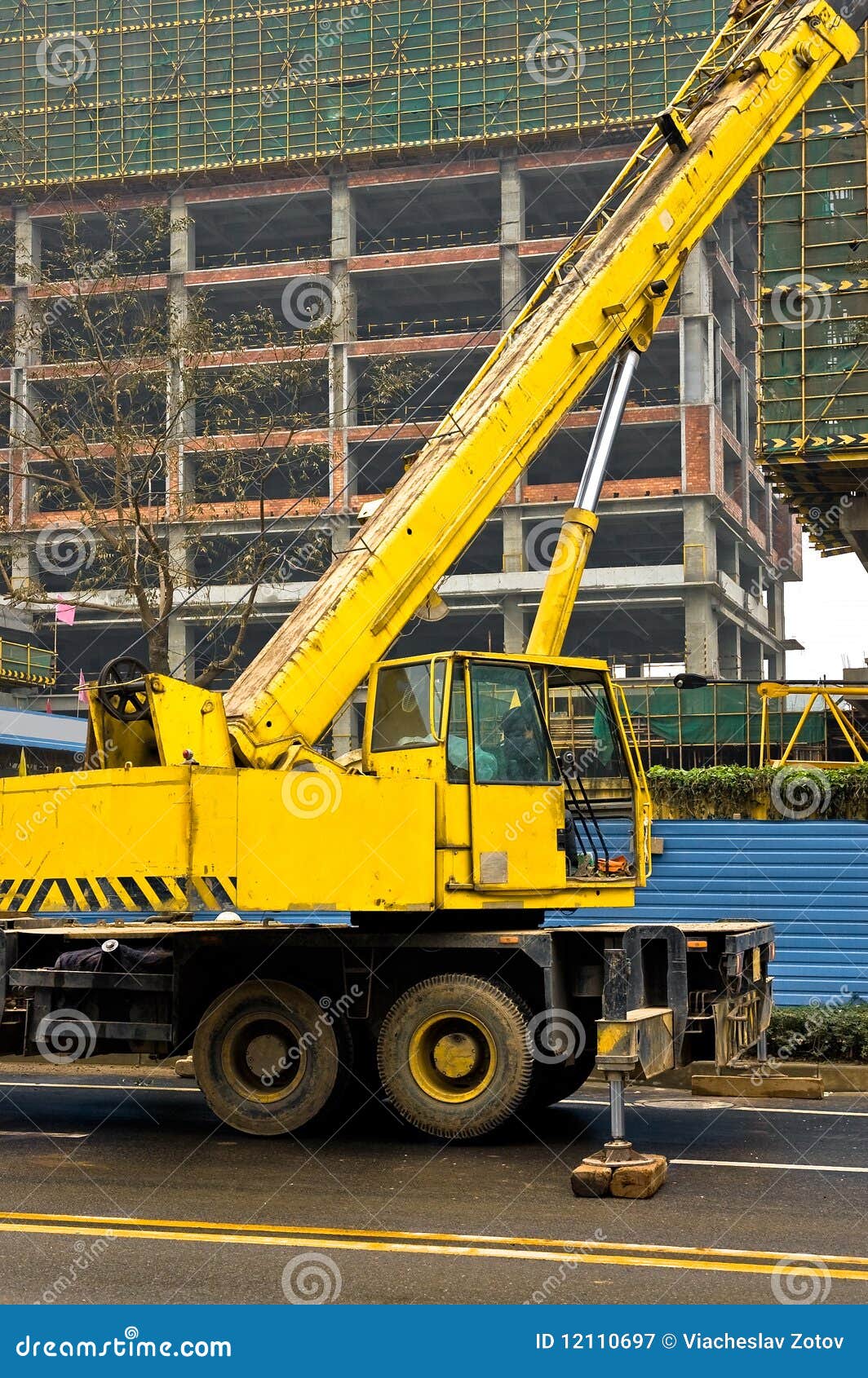 Telescopic Crane Control Cabin and Gib Arm. Stock Image - Image of ...