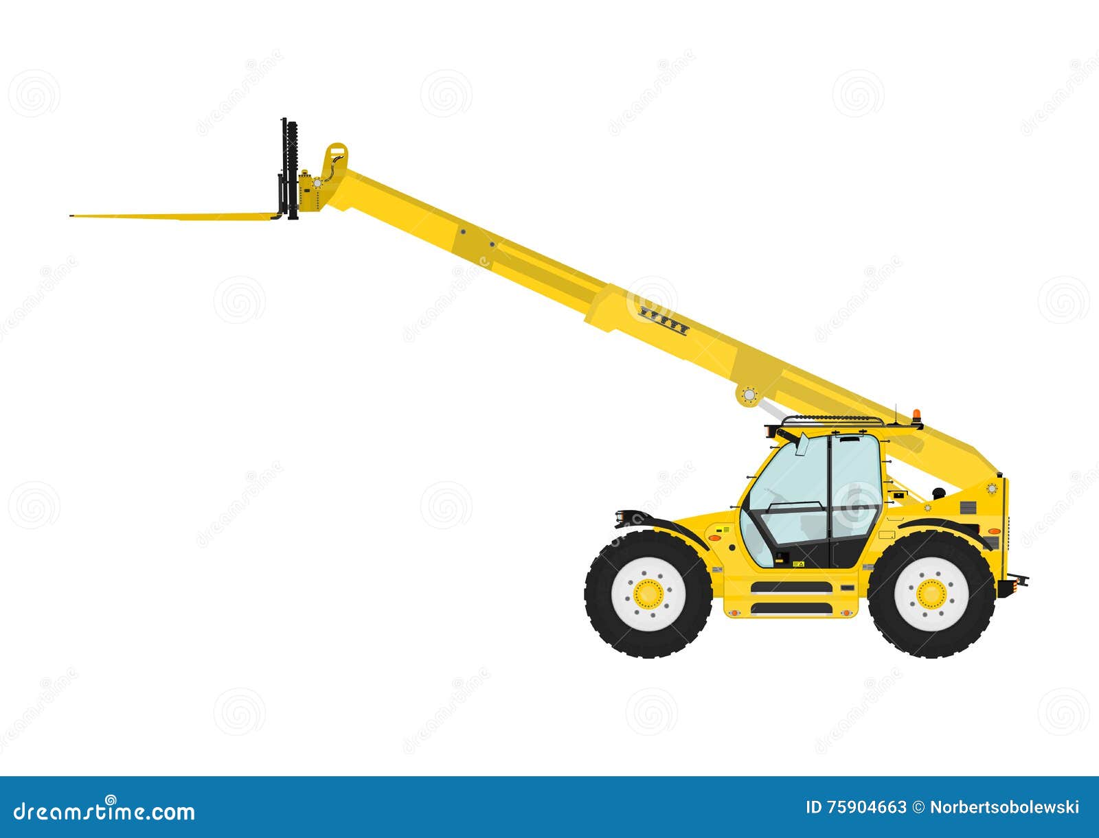 Forklift Equipped With Safety Cage. Vector Illustration | CartoonDealer ...