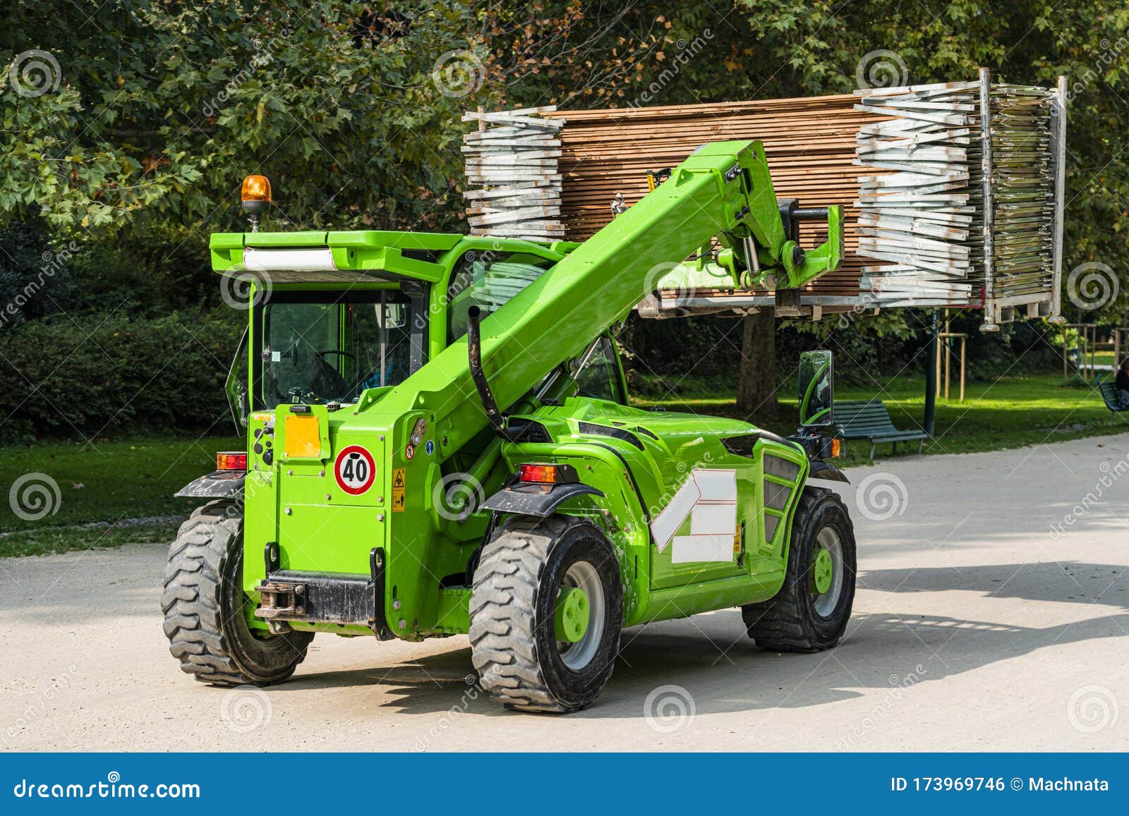 Telescopic Handler, Forklift Truck with Cargo on the Road Stock Photo ...