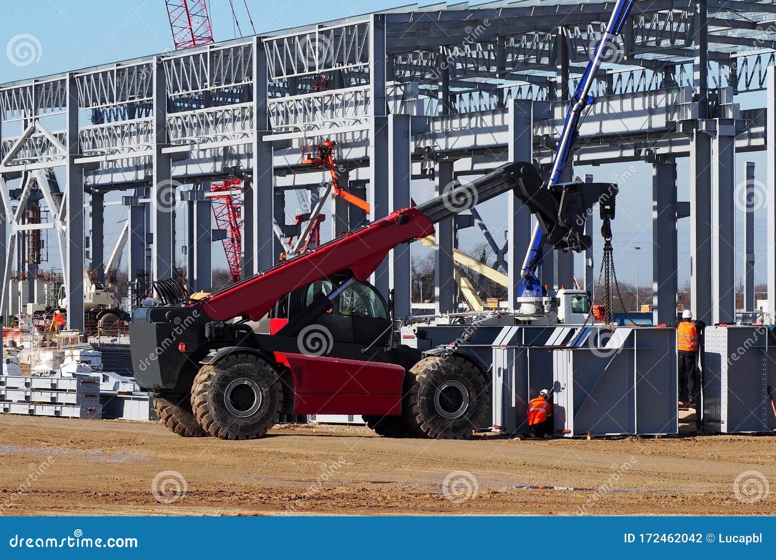 Telescopic Handler at Work in a Large Construction Site. Stock Photo ...