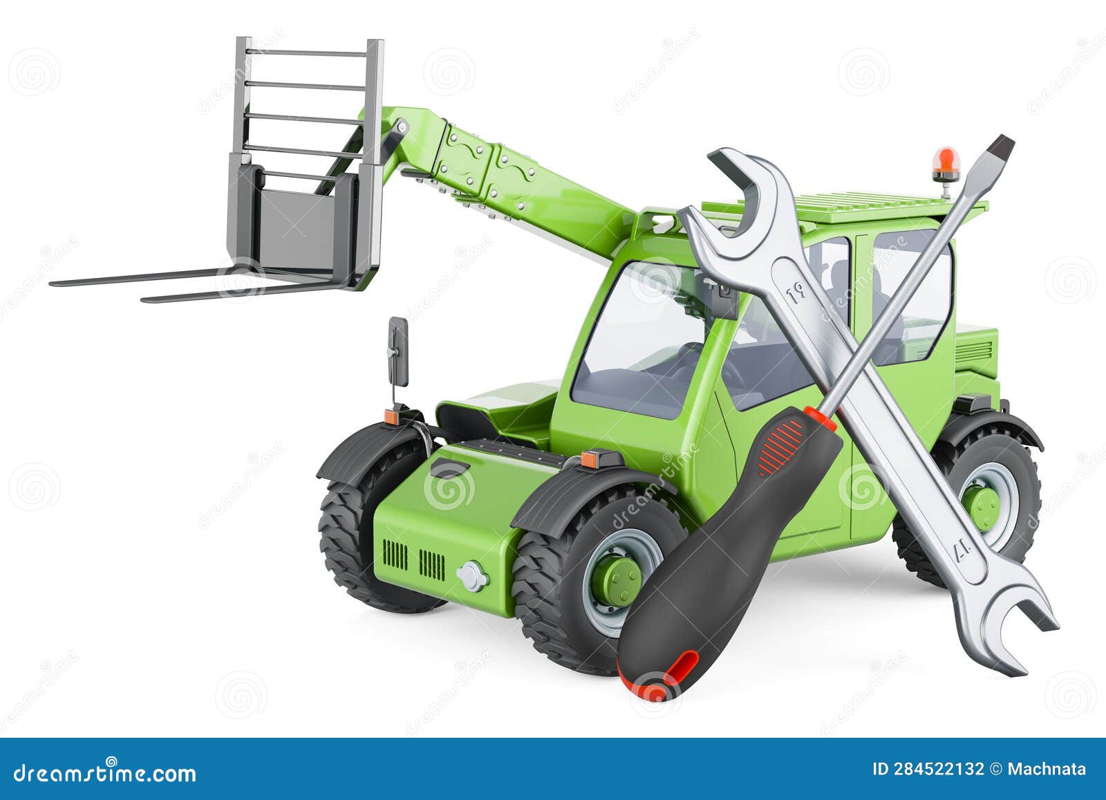 Telescopic Handlers With Map Pointer. 3D Rendering Stock Photo ...