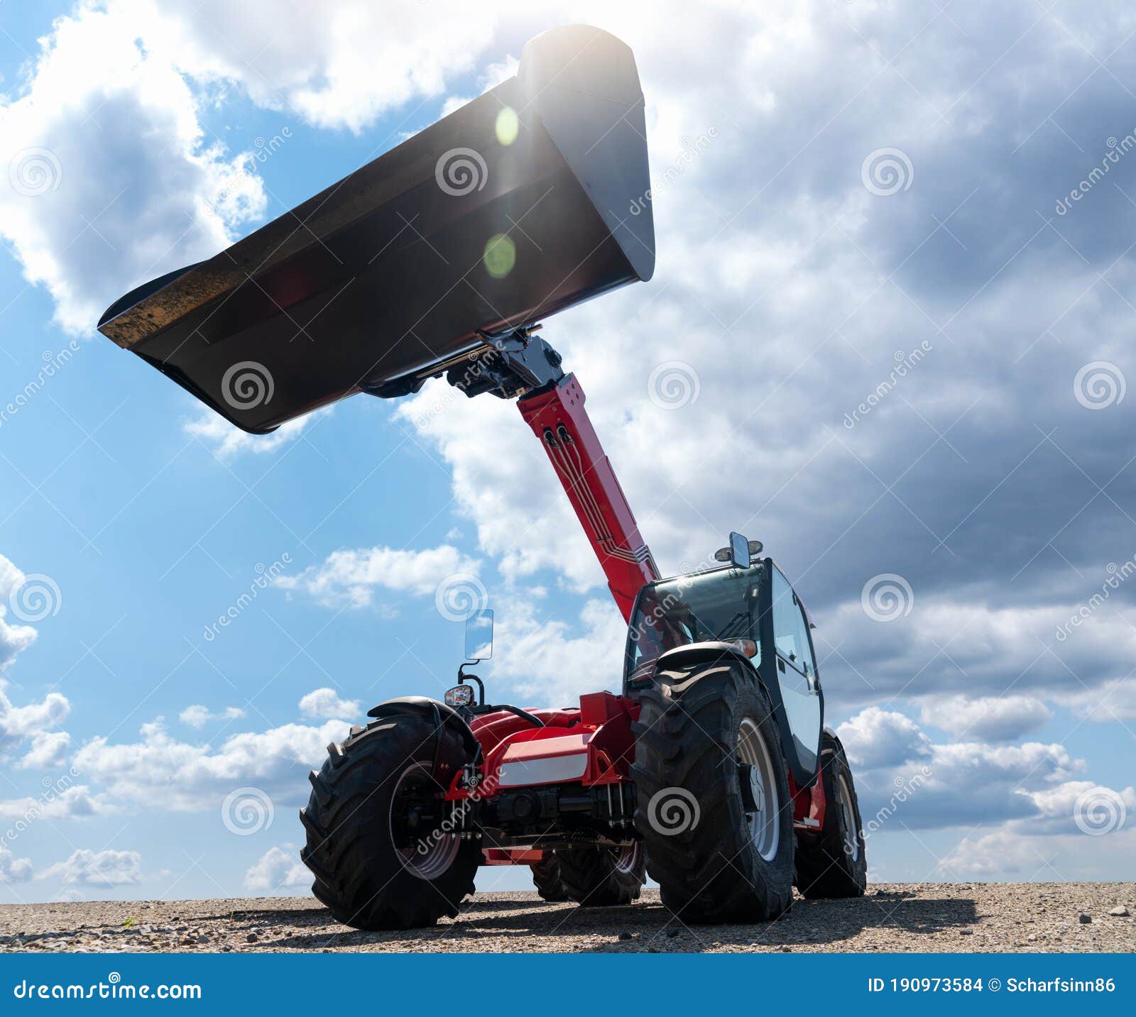 Red Telescopic loader stock photo. Image of agricultural - 190973584