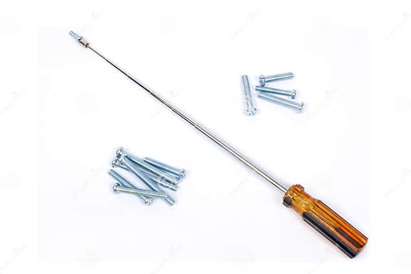 Telescopic Magnetic Tool for Screws Stock Photo - Image of long, white ...