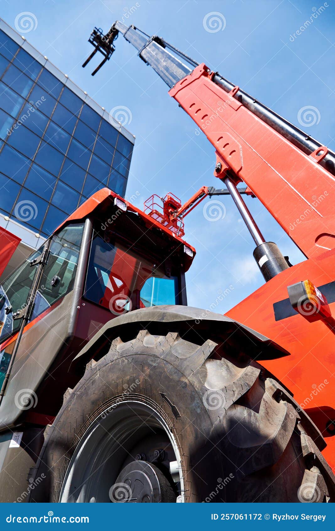 Telescopic Mobile Crane on Tractor Stock Photo - Image of blue ...