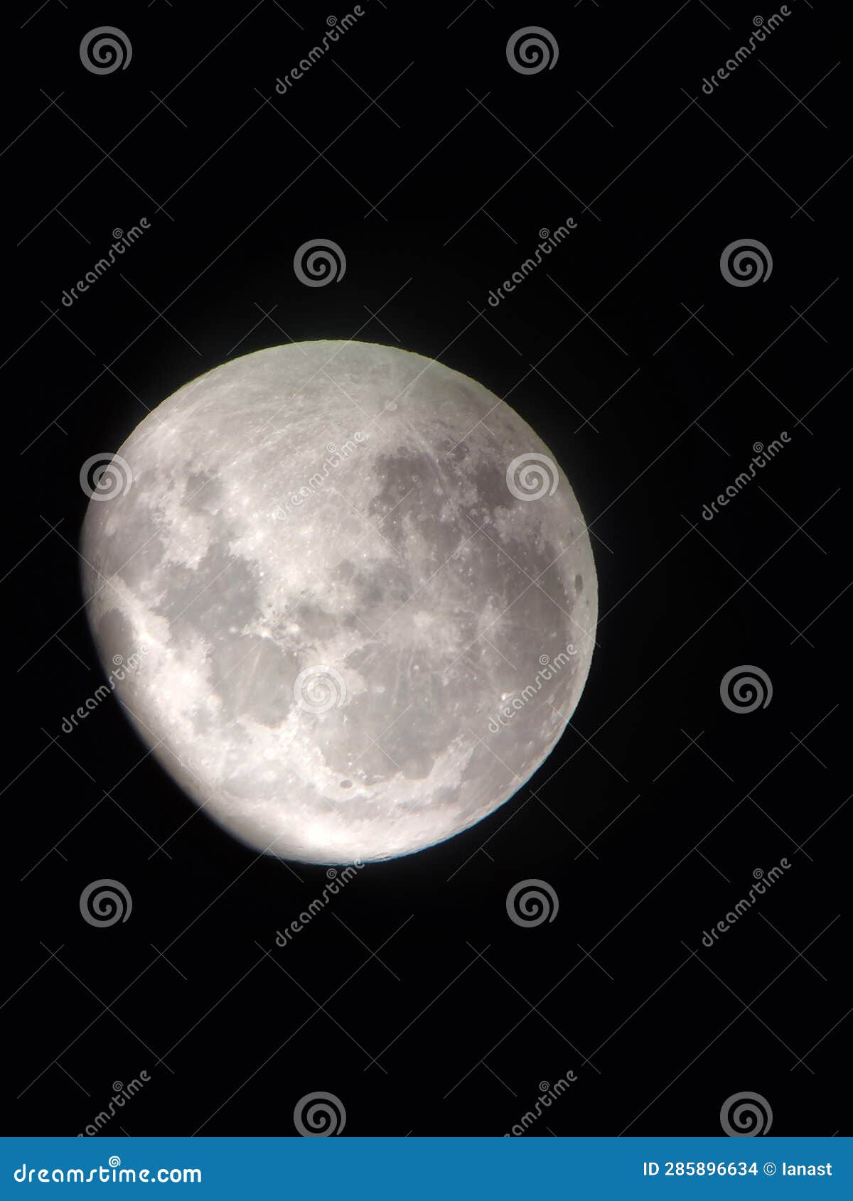 Telescopic View of a Full Moon Stock Photo - Image of planet ...