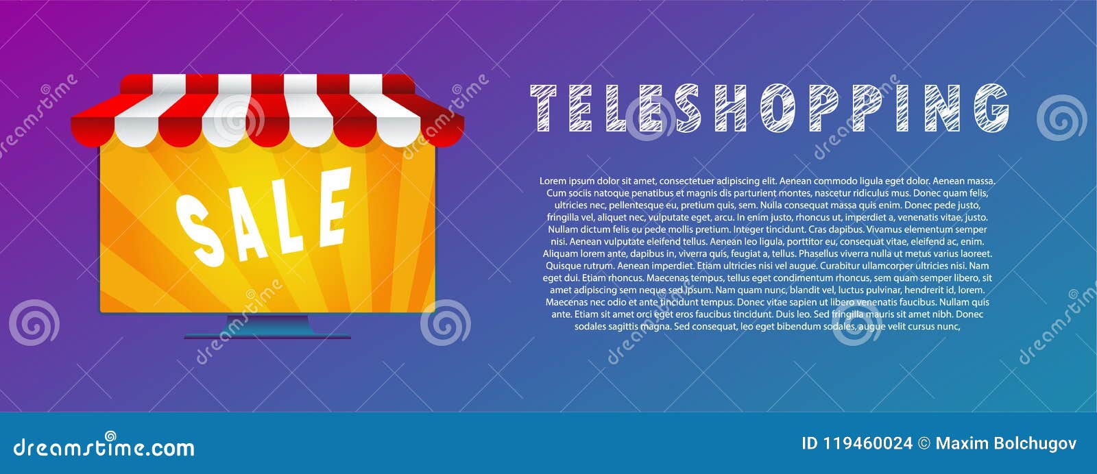Teleshopping. Vector Illustration. Flat. Gradient. Banner Stock Vector ...