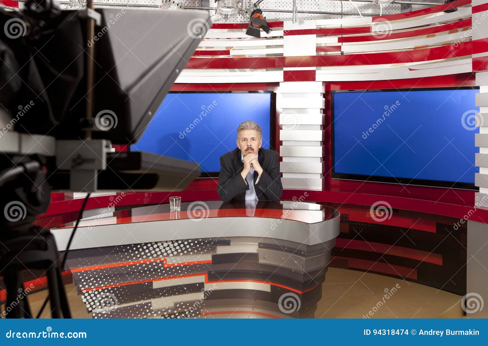 A Television Anchorman at Studio Stock Photo - Image of newsreader ...