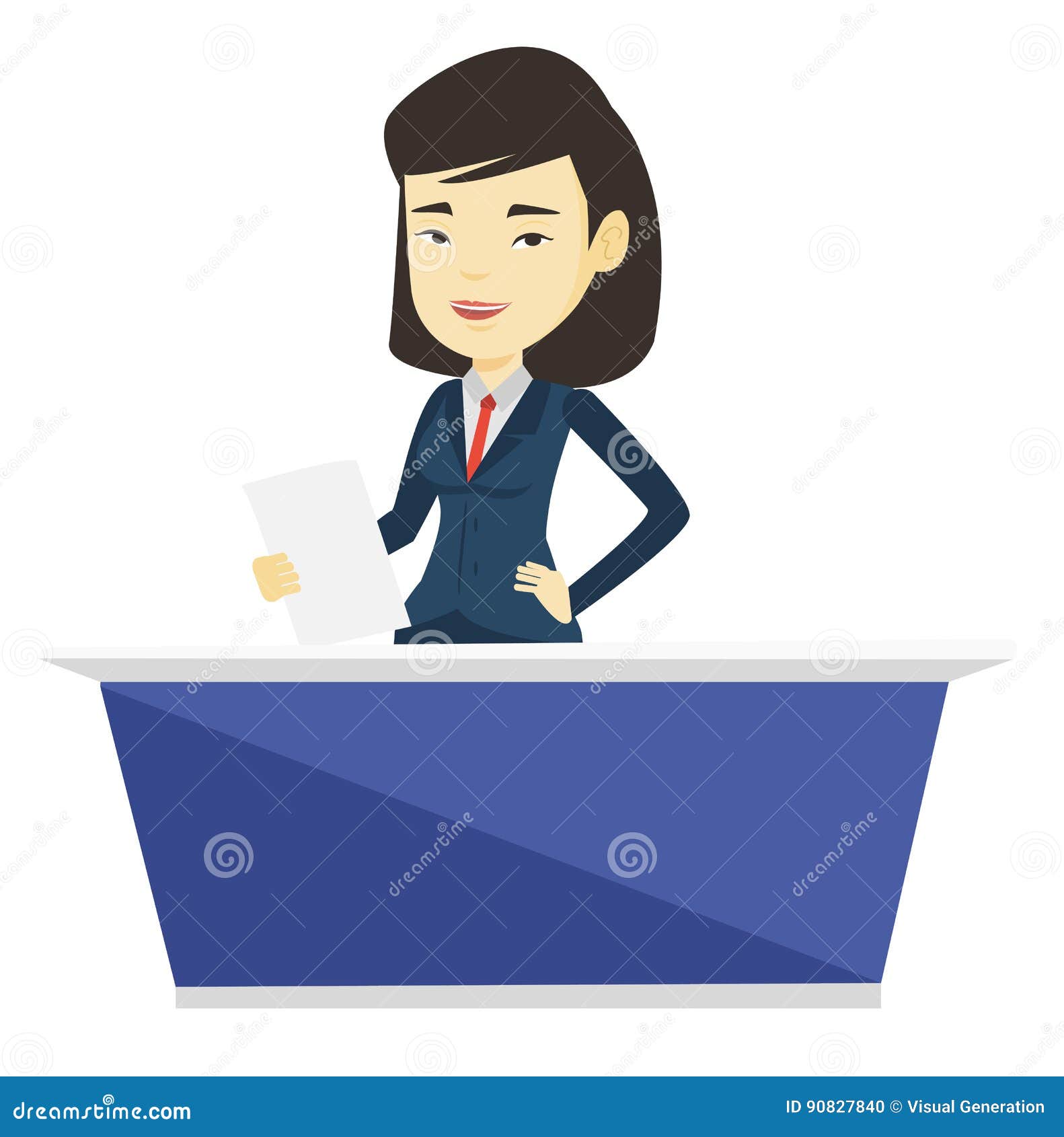 Television Anchorwoman at Studio. Stock Vector - Illustration of ...