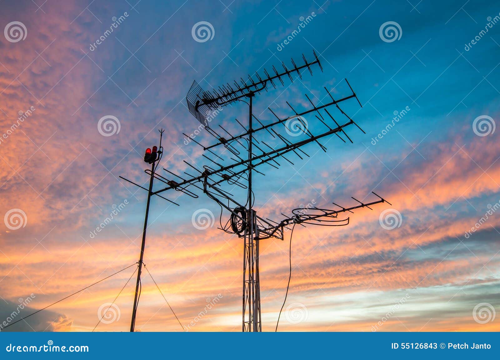 Television Antennas With Sky Background. Analog Television Antenna On ...