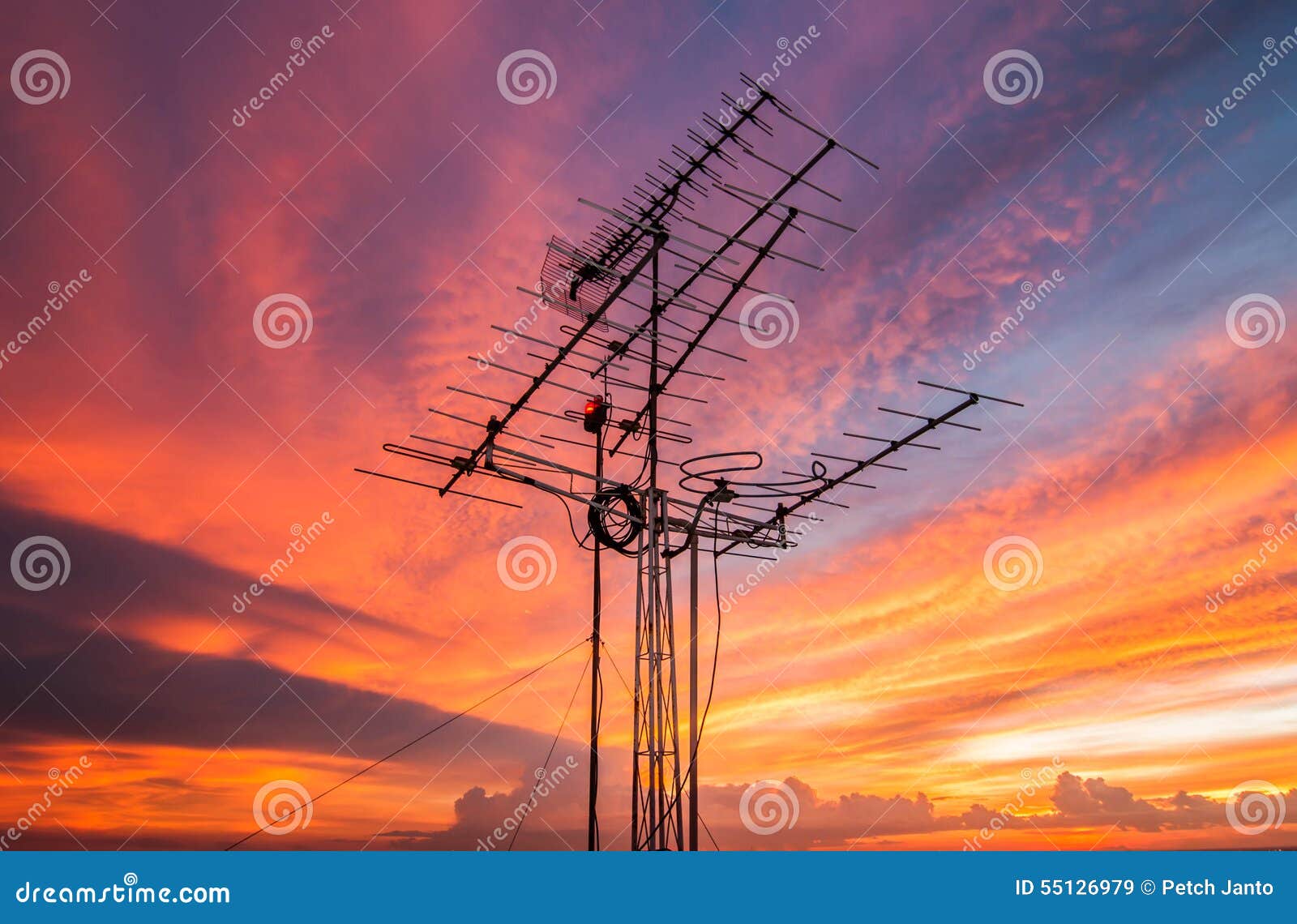 Television Antennas With Sky Background. Analog Television Antenna On ...