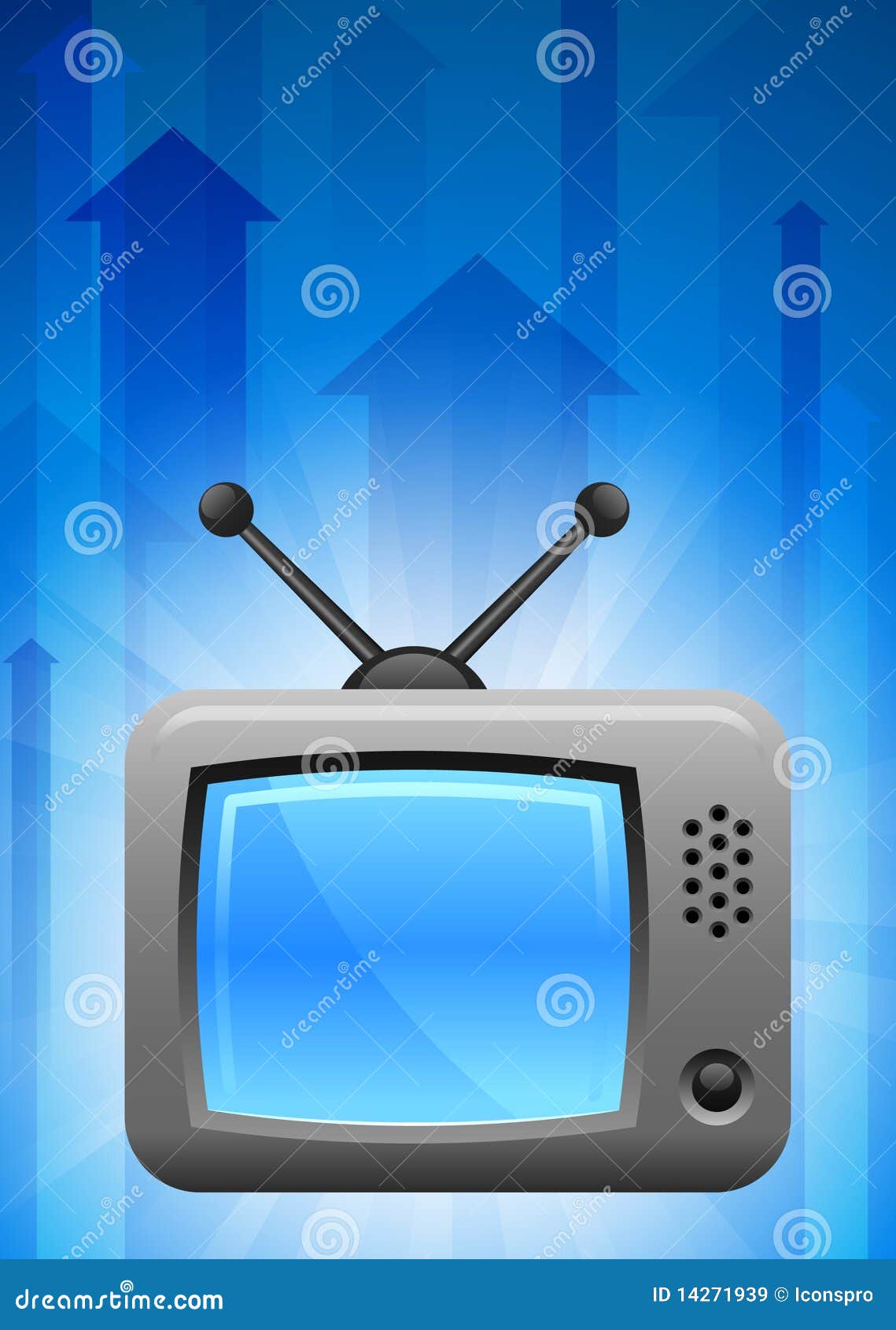 Television on Blue Arrow Background Stock Illustration - Illustration ...