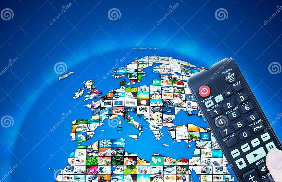 Television Broadcast Multimedia World Map Stock Image - Image of ...