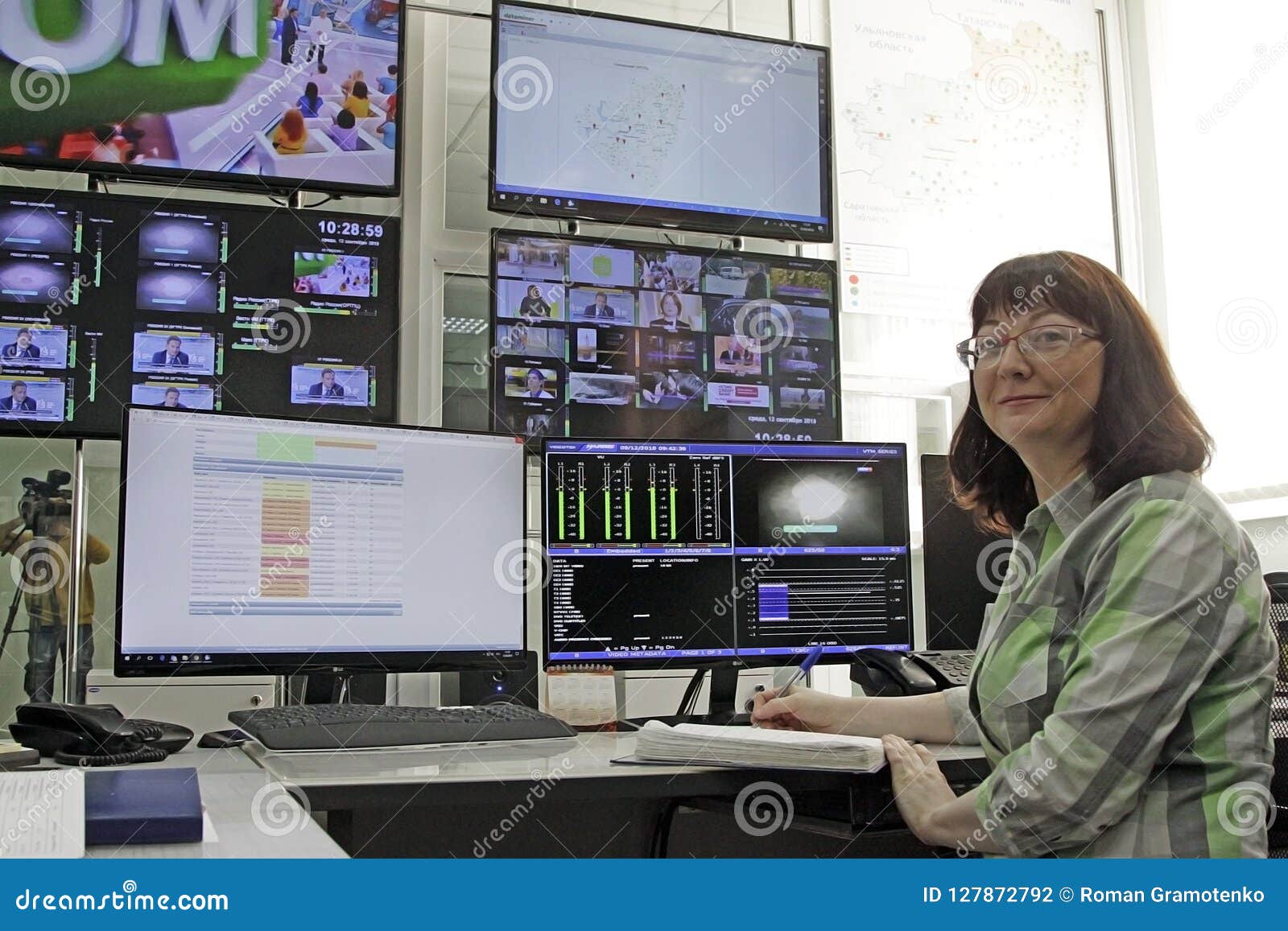 Television Broadcasting Studio in Action Editorial Photography - Image ...