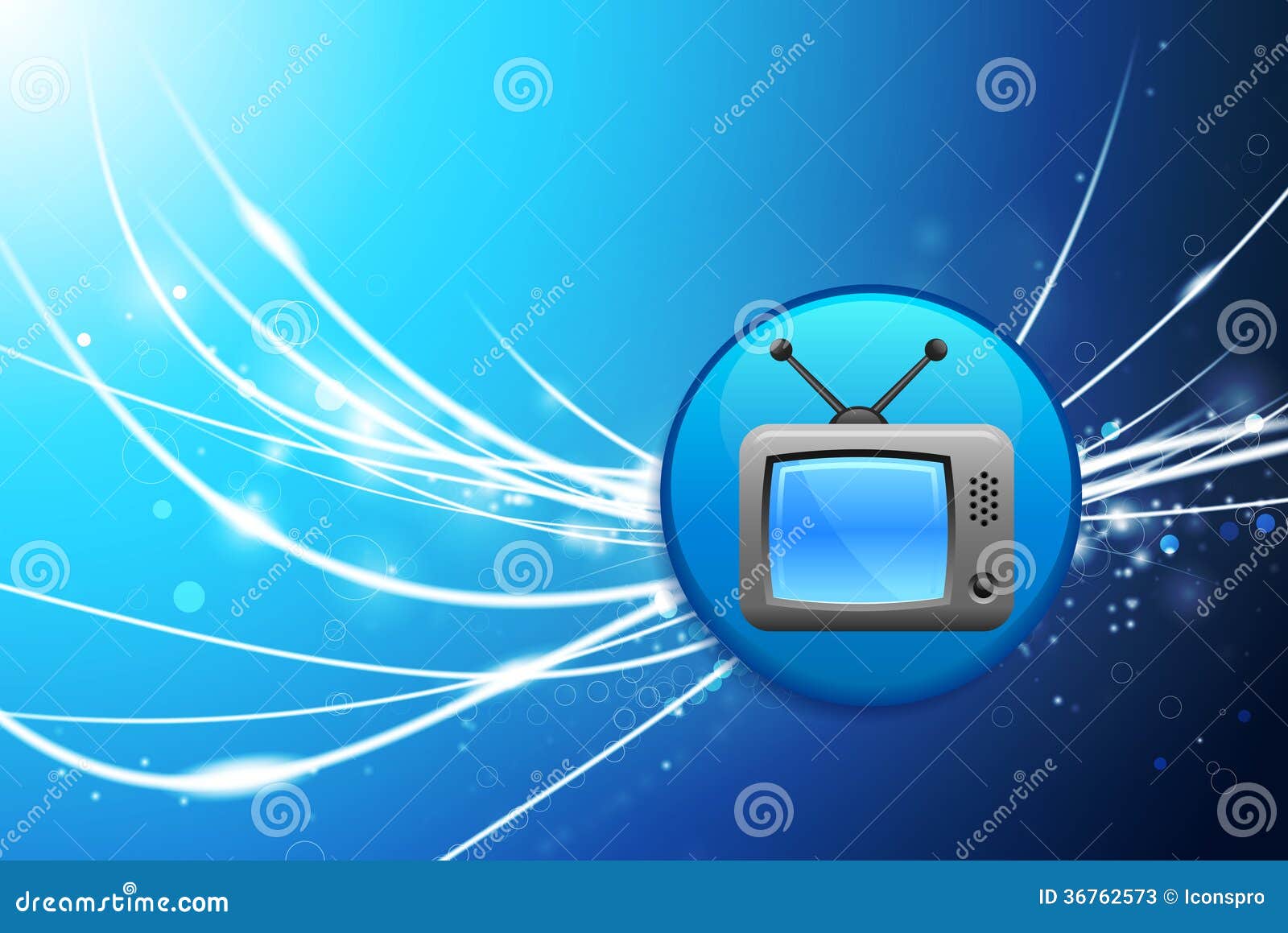 Television Button on Blue Abstract Light Background Stock Illustration ...