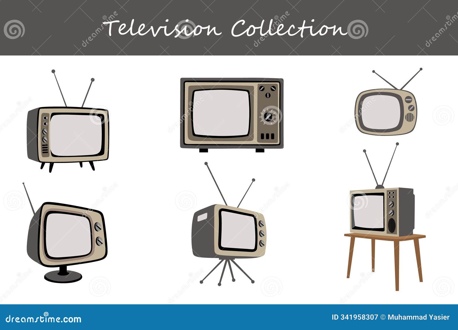 Television Collection in Different Poses. Vector Illustration Stock ...