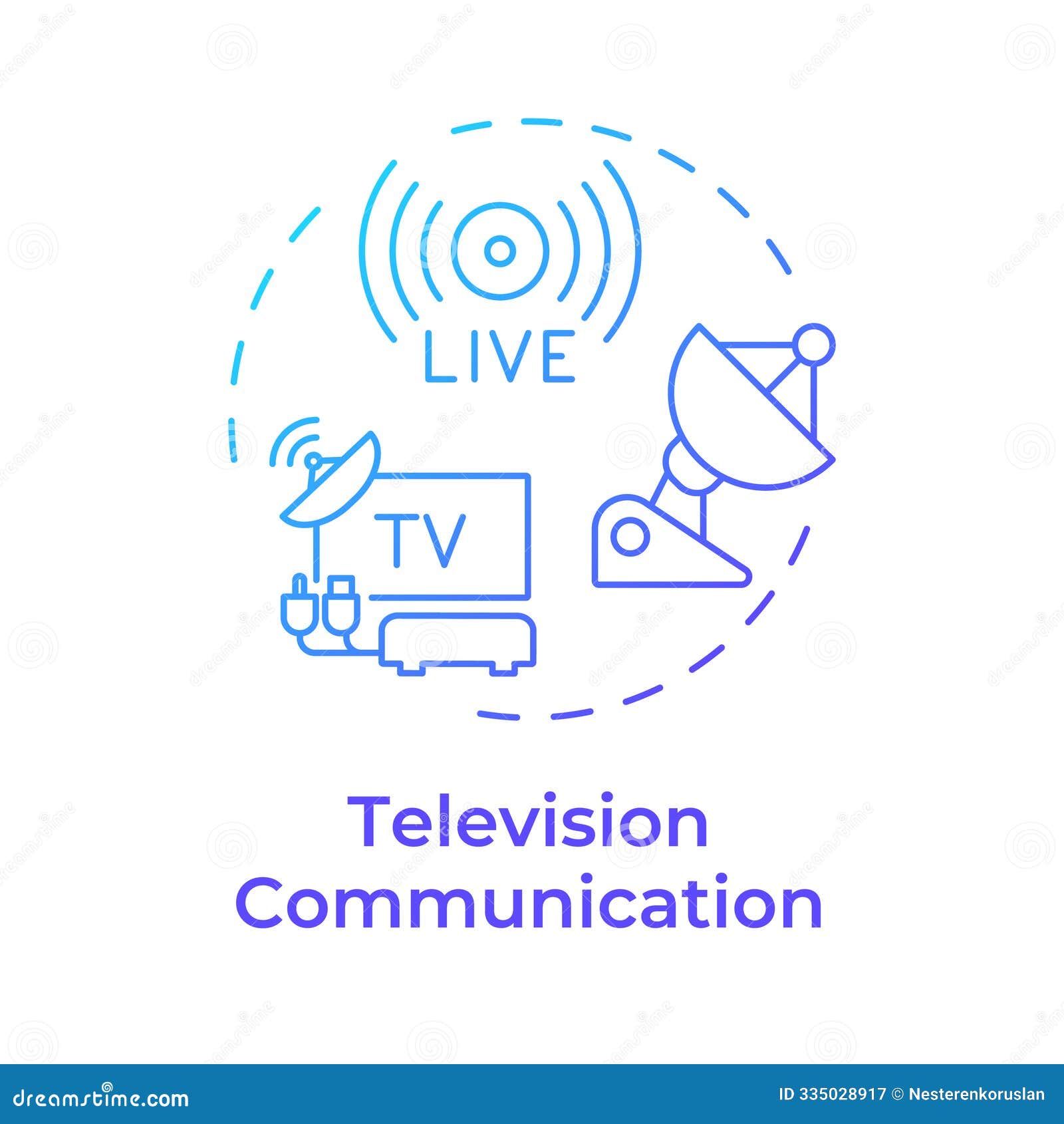 Television Communication Blue Gradient Concept Icon Stock Illustration ...