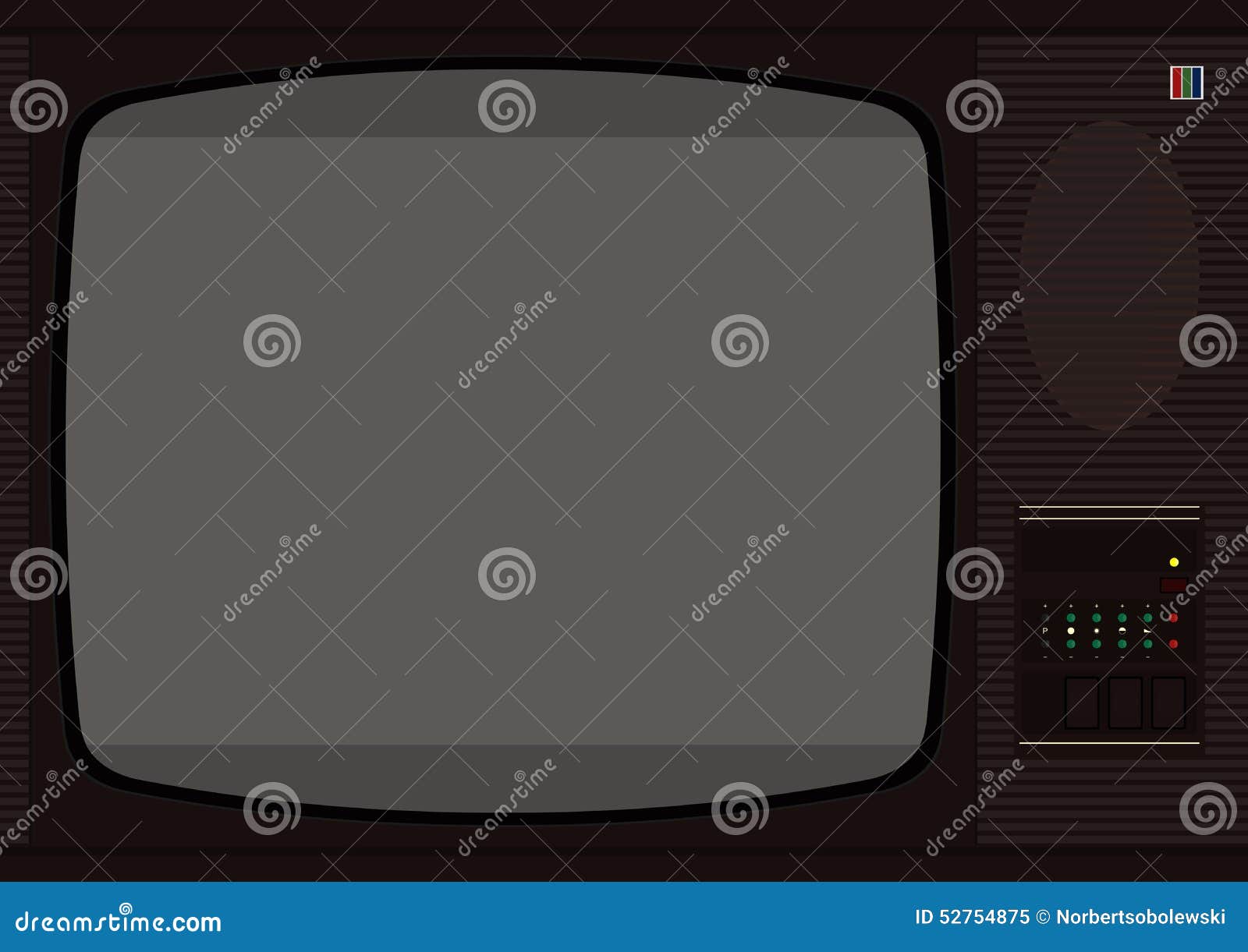 3D TV. Old Television Frame. Vintage Screen With Red Remote Control Box ...