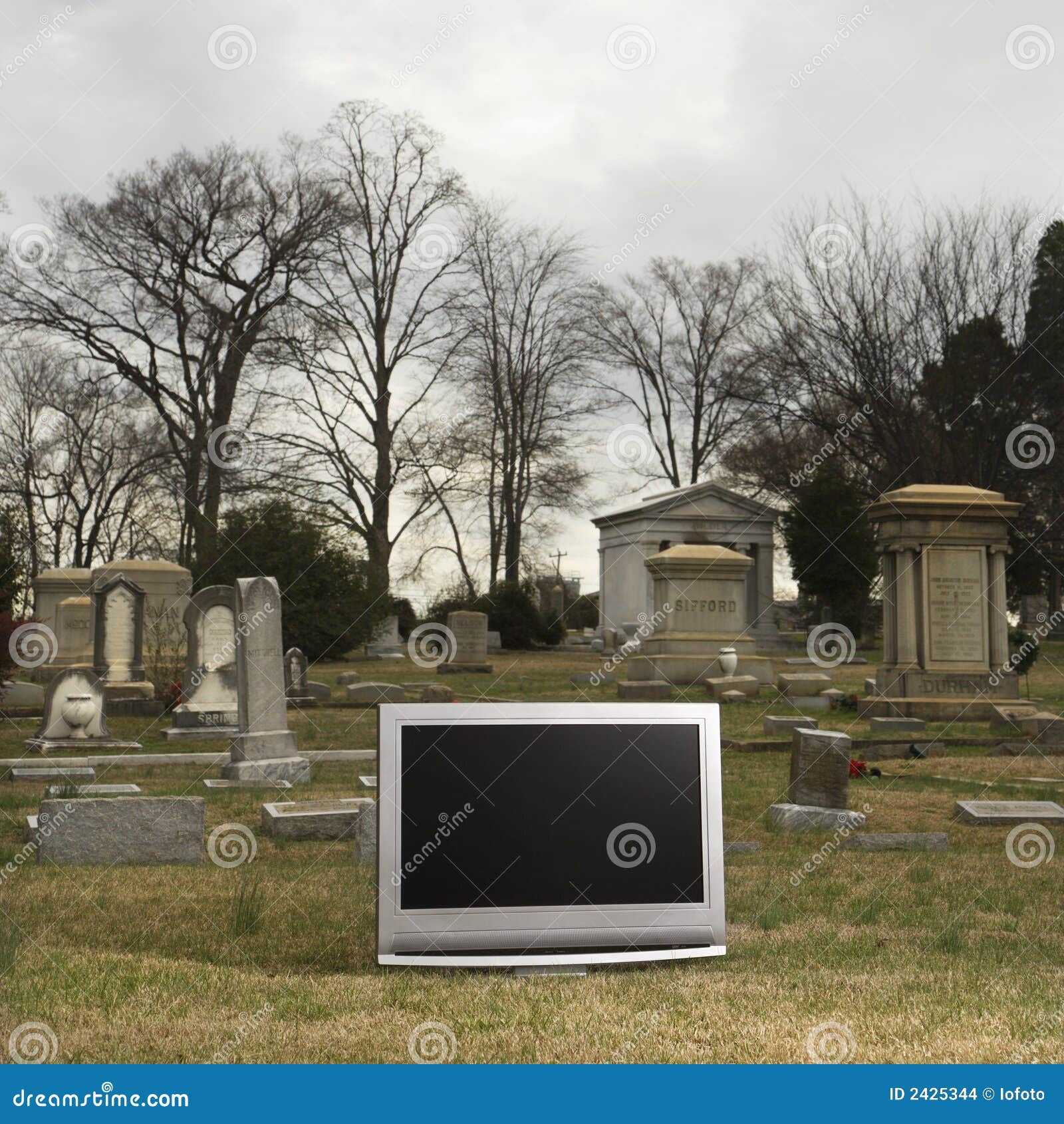 Television in graveyard. editorial stock image. Image of panel - 2425344